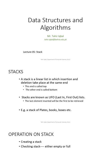 Lecture No05 Stack Pdf Software Development Teaching Methods