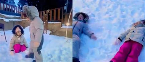 🎥ნოდარ მელაძის უსაყვარლესი ტყუპები თოვლის ანგელოზს თამაშობენ