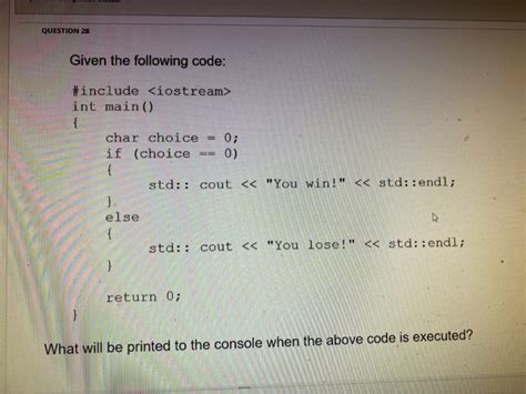 Solved Question 28 Given The Following Code Include Int