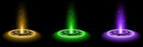 색상 홀로그램 포털 매직 판타지 포털 홀로그램 효과매직 서클 텔레포트 연단 클라크 압정에 불꽃과 벡터 빛 광선 광선에 대한 스톡 벡터 아트 및 기타 이미지 Istock