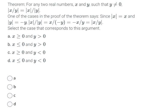 Solved Theorem For Any Two Real Numbers X And Y Such That