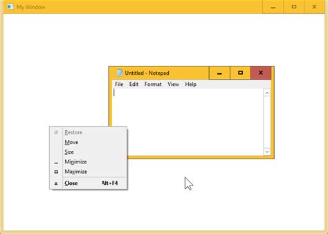 Windows How To Open System Menu In Notepad From Separate Program In
