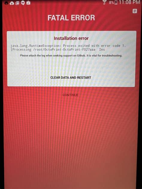 Octoprint4a Error Roctoprint