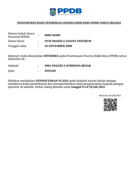 Cetak Pengumuman Ppdb Pdf