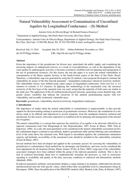 pdf natural vulnerability assessment to contamination of unconfined