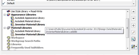 inventor 2013 autodesk appearance material library not found autodesk