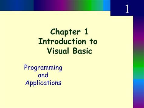 Advanced Programming Languagevisual Basics Ppt