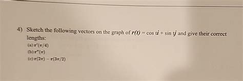Sketch The Following Vectors On The Graph Of Chegg
