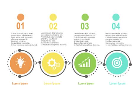 사업 계획 전략 로드맵에 대한 인포그래픽 템플릿 4 단계 현대 타임 라인 다이어그램 차이 색상 원 프리젠 테이션 벡터 인포 그래픽 0명에 대한 스톡 벡터 아트 및 기타