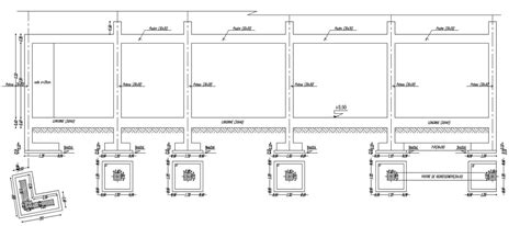 2d Drawing Of Footing Details Of Boundary Wall In Detail Autocad Design Cad File Dwg File