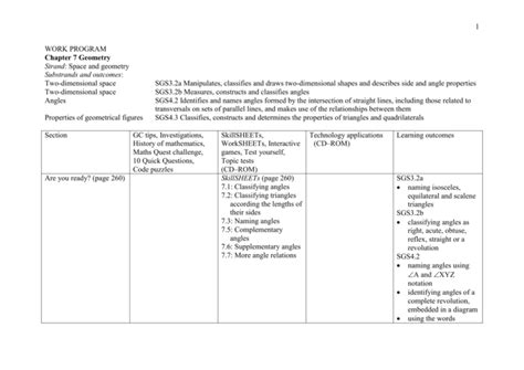 Geometry Work Program Angles Triangles Quadrilaterals