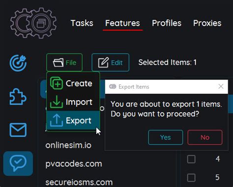 Tabsentry Features Sms Credentials Create Import Export Aycd