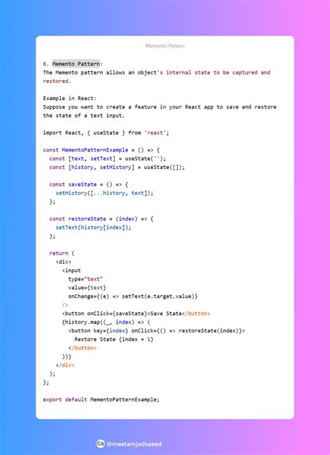 how memento pattern can restore text input amjad saeed posted on the