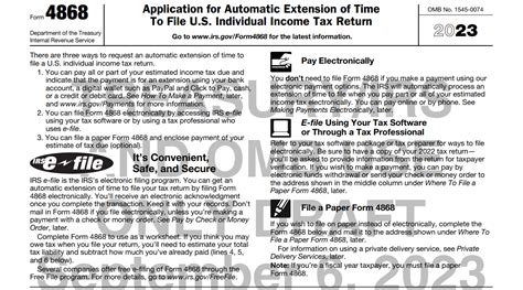 Irs Form 4868 For 2023 Printable Forms Free Online