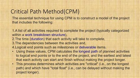 Critical path method(cpm) | PDF