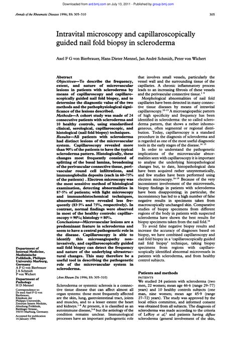 Pdf Intravital Microscopy And Capillaroscopically Guided Nail Fold