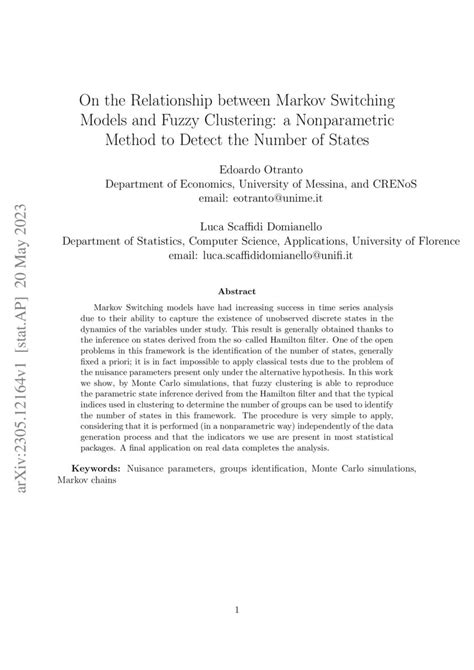 On The Relationship Between Markov Switching Models And Fuzzy
