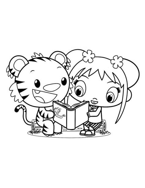 Kai Lan And Rintoo Read A Book Together Coloring Page Netart