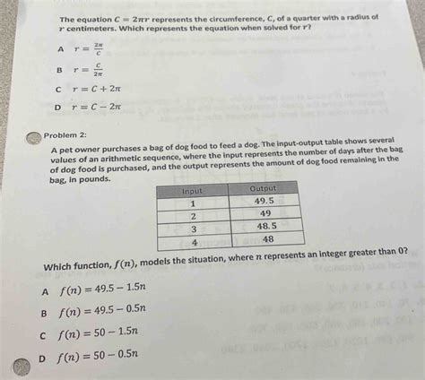solved the equation c 2π r represents the circumference c of a