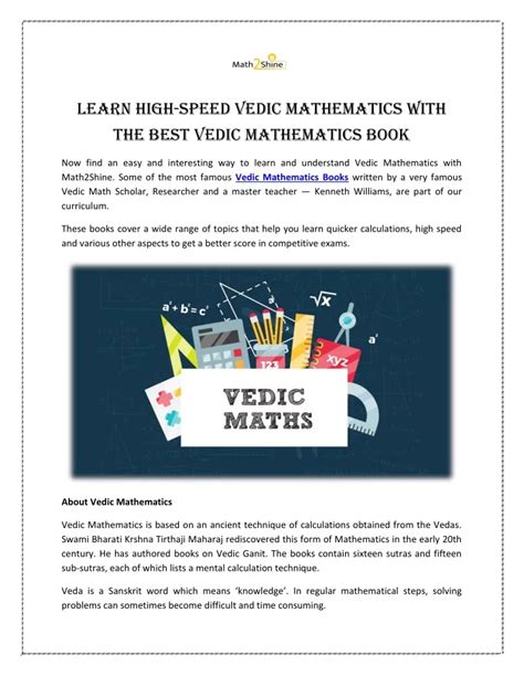 Ppt Learn High Speed Vedic Mathematics With The Best Vedic Mathematics Book Powerpoint
