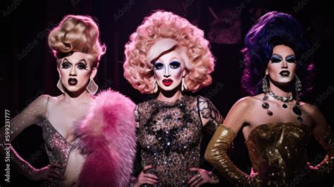 Drag Show Artists At Nightclub Entertainment Performance Group Of Men