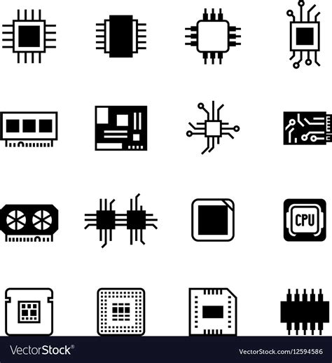 Computer Electronic Chips Motherboard Hardware Vector Image