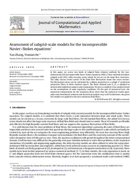 Pdf Assessment Of Subgrid Scale Models For The Incompressible Navier
