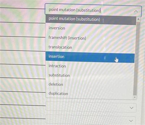 Solved Match The Type S Of Mutations Illustrated In The
