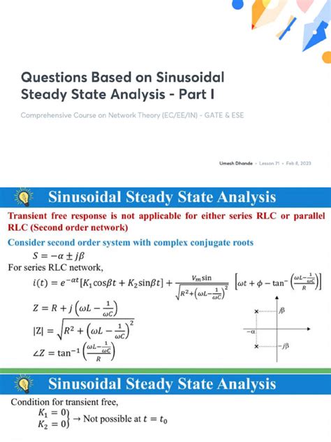 Questions Based On Sinusoidal Steady State Analysis Part I With Anno Pdf