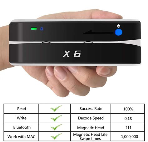 Tnaive X6 Bluetooth Card Reader Writer Usb 3 Tracks Swipe Encoder