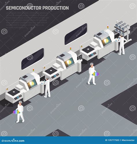 Semiconductor Production Page Design Cartoon Vector CartoonDealer