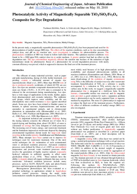 pdf photocatalytic activity of magnetically separable tio2 sio2 fe3o4