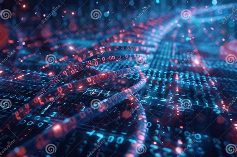 This 3d Visualization Showcases A Dna Strand Intricately Blended With Flowing Digital Data And