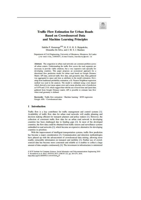 Pdf Traffic Flow Estimation For Urban Roads Based On Crowdsourced