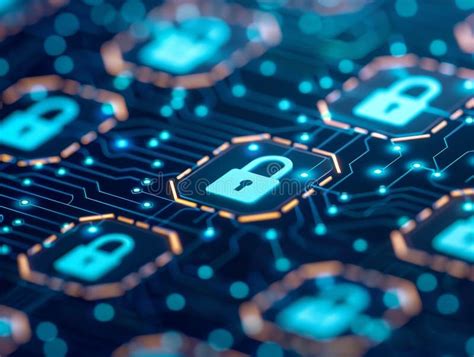 Abstract Cybersecurity Concept Network Security With Padlocks And Circuit Boards Digital