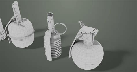 Fragmentation Grenades Single Mat All PBR Unity UE Texture D Model By Eight Vertex