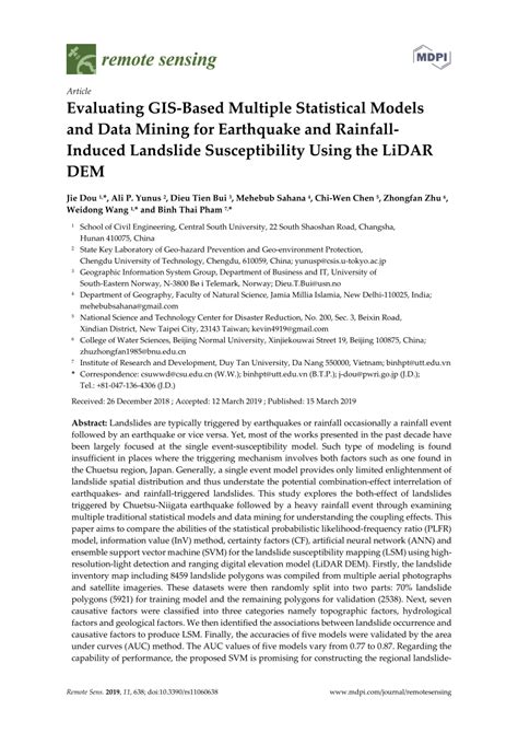 Pdf Evaluating Gis Based Multiple Statistical Models And Data Mining For Earthquake And