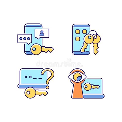 Password Protection Rgb Color Icons Set Stock Vector Illustration Of Safety Safe 231835642