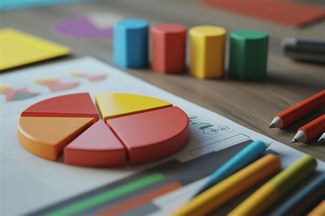 Educational Materials With Fractions And Pie Chart Premium Ai Generated Image