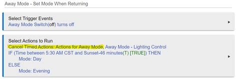 Cancel Timed Actions Not Working 📐 Rule Machine® Hubitat