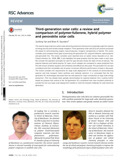 Pdf Cheminform Abstract Third Generation Solar Cells A Review And Comparison Of Polymer