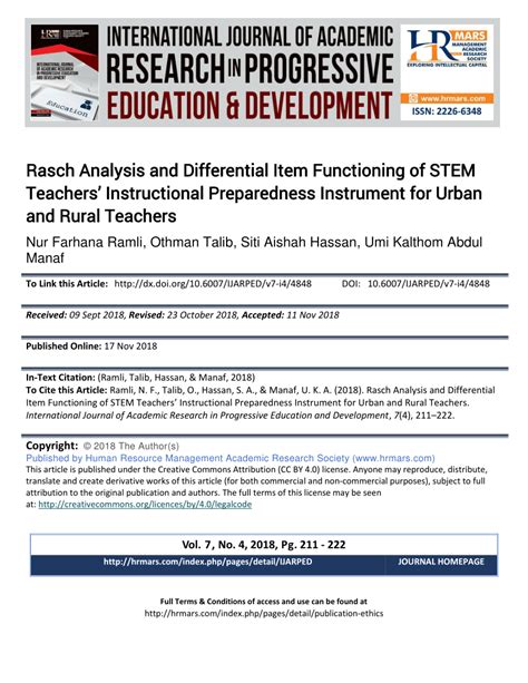 Pdf Rasch Analysis And Differential Item Functioning Of Stem Teachers