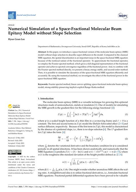 Pdf Numerical Simulation Of A Space Fractional Molecular Beam Epitaxy