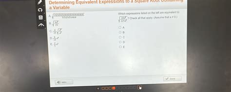Solved Determining Equivalent Expressions To A Square Root Containing A Variable A Sqrt Frac 2