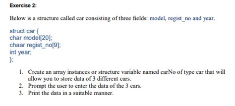 Solved Exercise Below Is A Structure Called Car Chegg