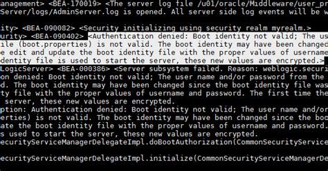 Discover Bi Bea 090402obiee Boot Identity Not Valid Authentication Denied Solved