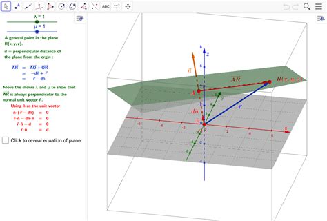 The Normal Vector Equation Of The Plane Geogebra
