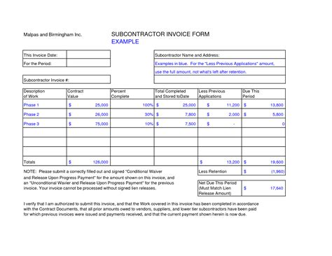 Cis Invoice Template Subcontractor Great Design Layout Templates