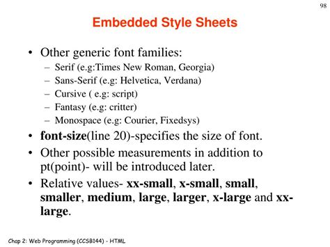 PPT Chapter 2 Introduction To HTML Part 3 Cascading Style Sheets CSS PowerPoint