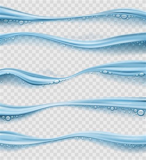 현실적인 물 표면 스플래시 수영장 물선 파도 프리미엄 벡터